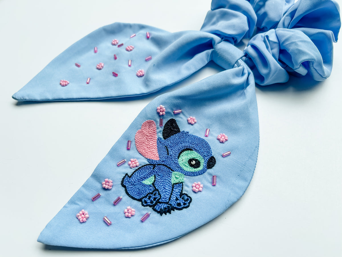 Stitch Embroidered Scrunchie – Beloved Bairn Bows